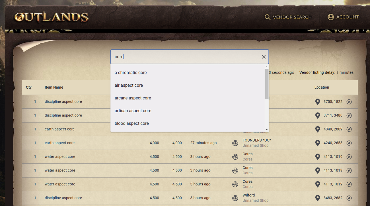 Vendor Search - UO Outlands Wiki